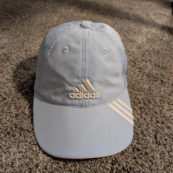 adidas | Accessories | Adidas Hat Cap Light Blue Silver Logo 3 Stripes ...